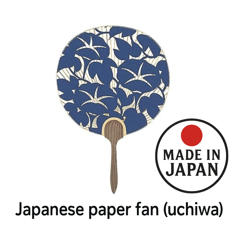 Japanese Paper Fan Chiyojo Blue 1 Count – FOOD COME COME